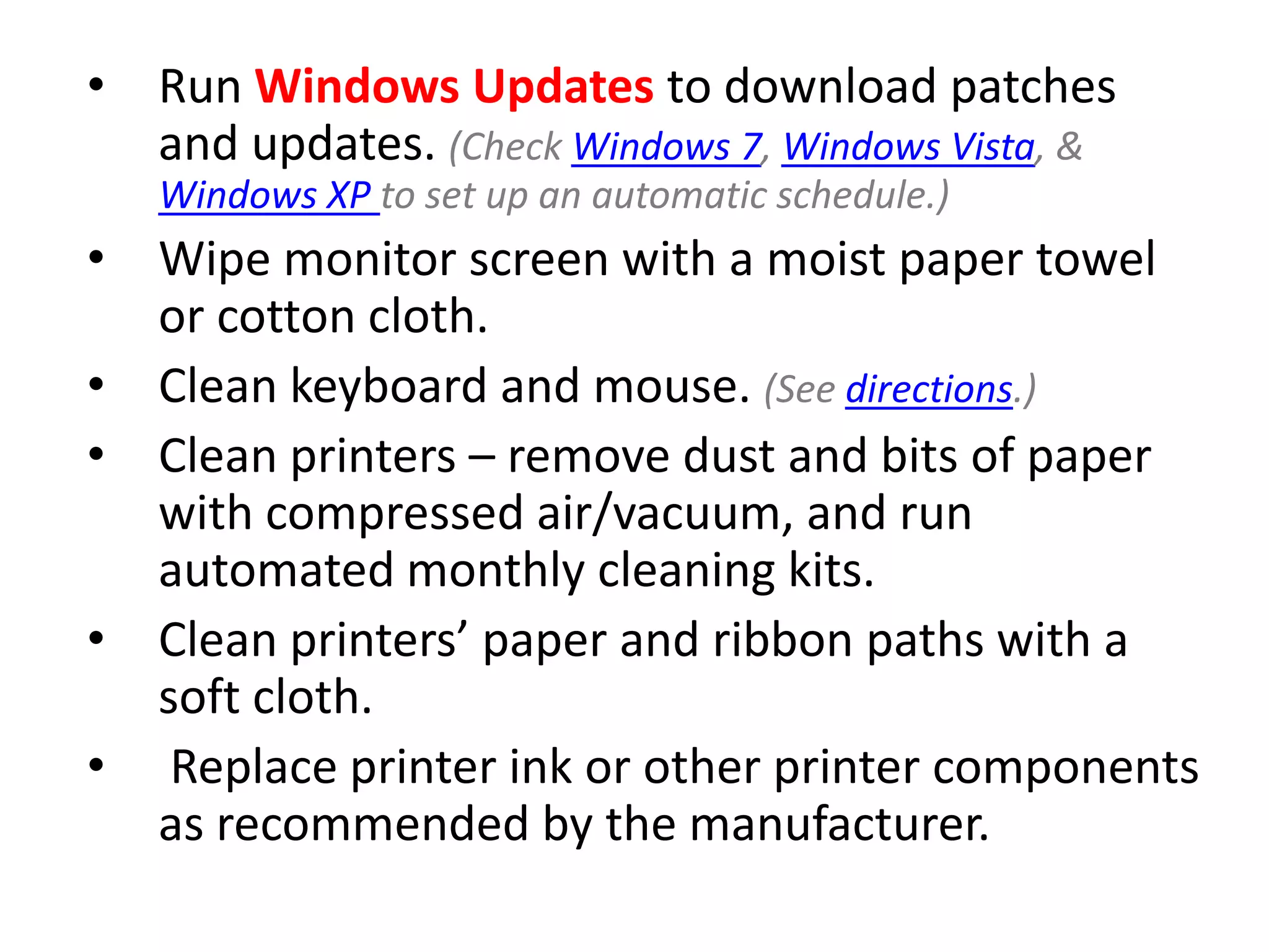 Pc Preventative Maintenance Checklist | PPTX