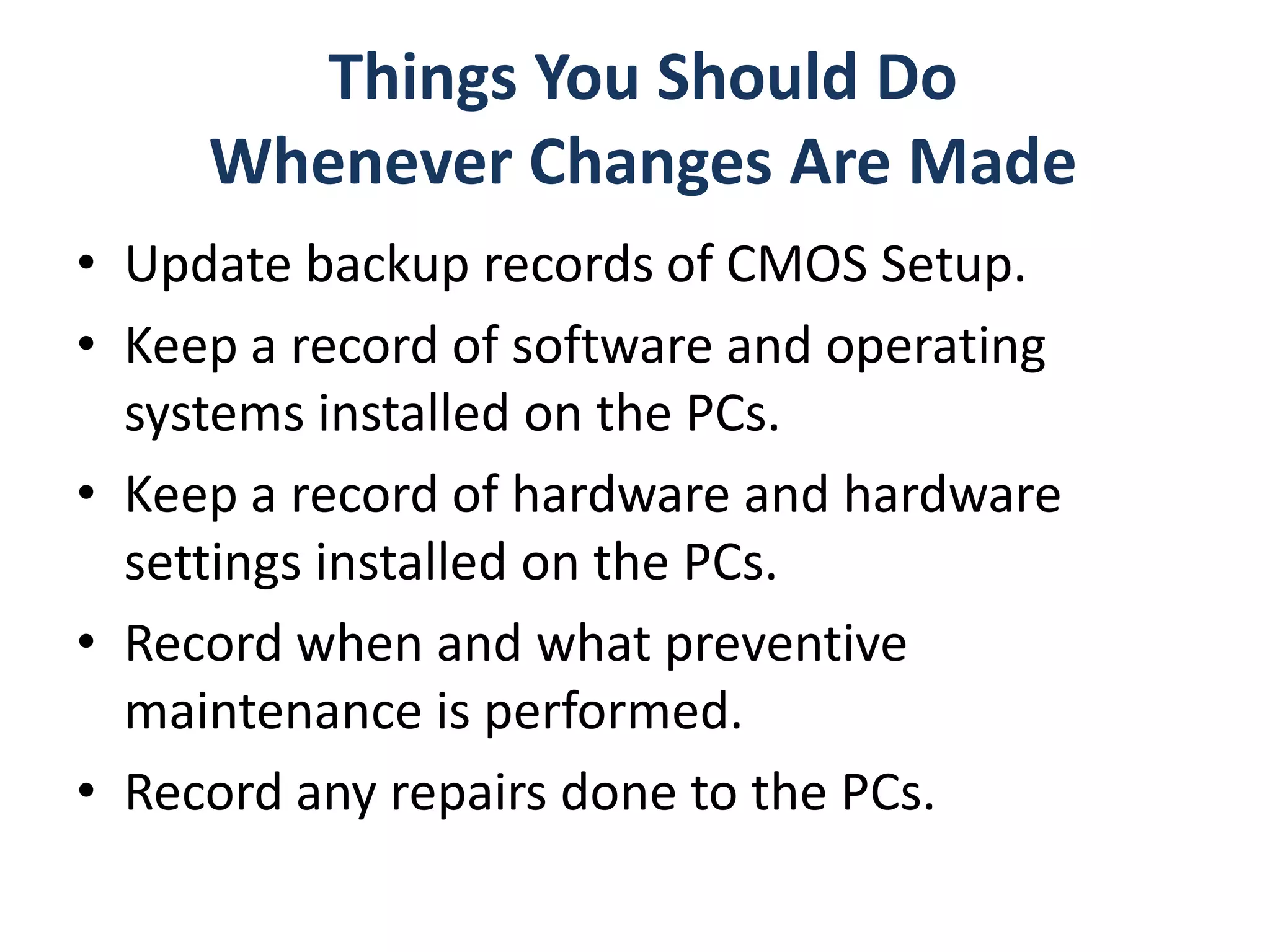 Pc Preventative Maintenance Checklist | PPTX