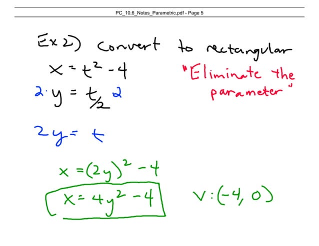 Pc 10.6 Notes Parametric | PPT