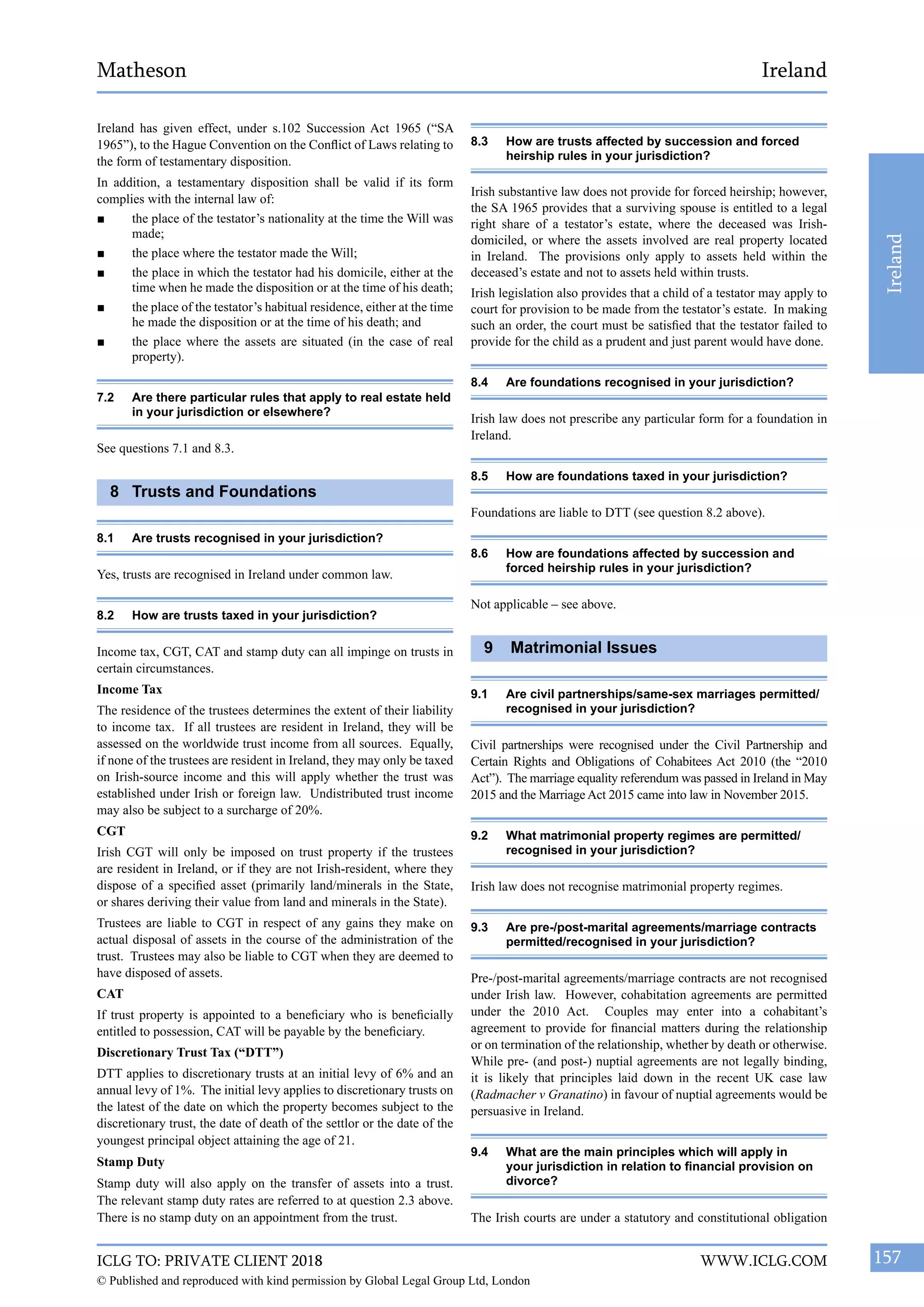 International Comparative Legal Guide to: Private Client 2018 | PDF