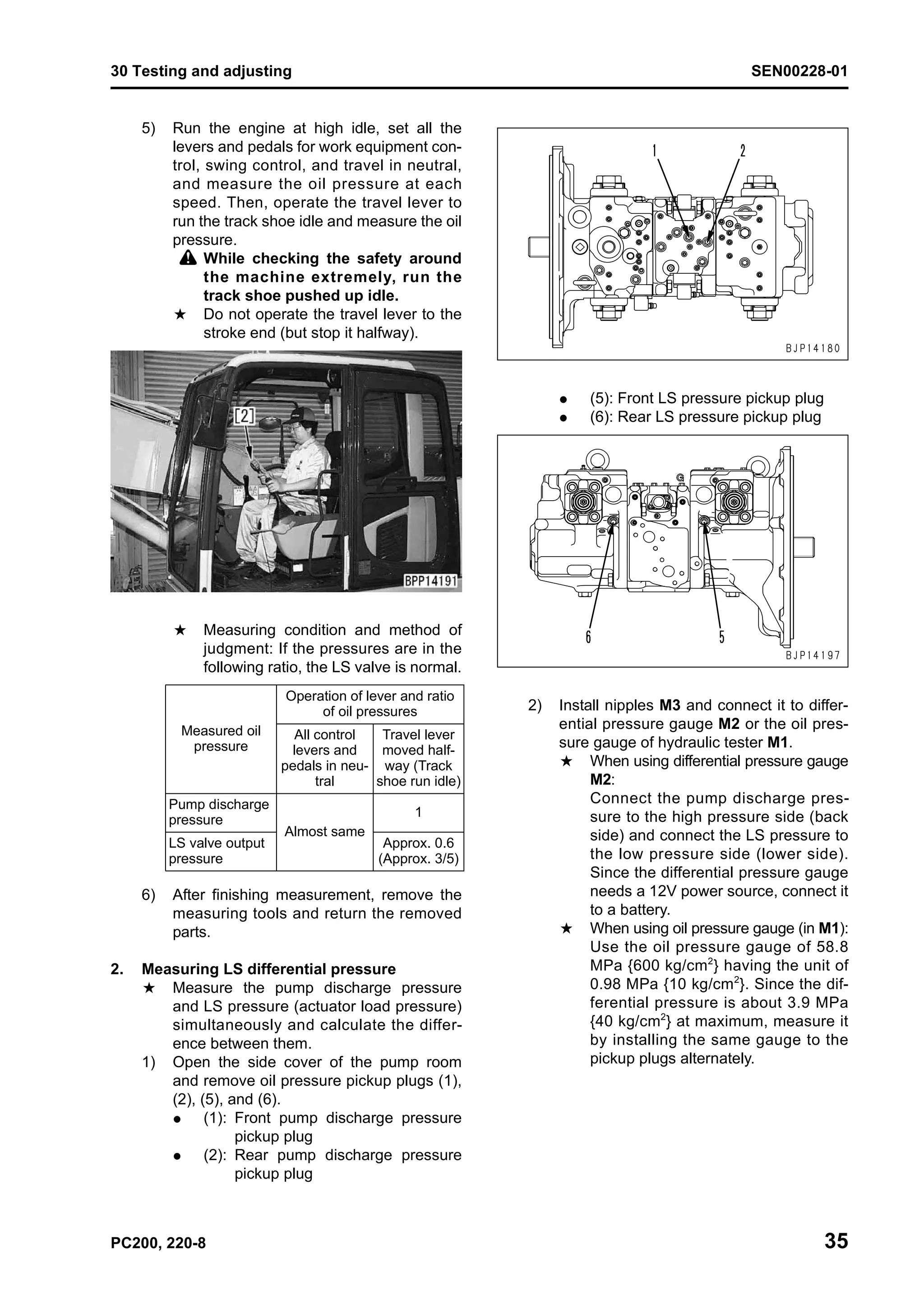 Pc200 220-8 pump test | PDF