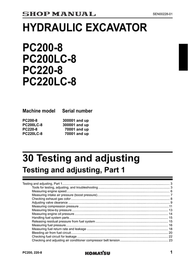 Pc200 220-8 pump test | PDF