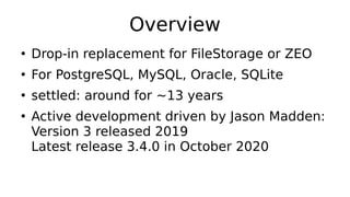RelStorage Plone Zope RDB Storage Backend | PDF