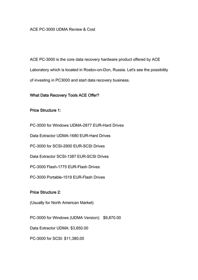 Pc3000 udma-review-and-cost | PDF