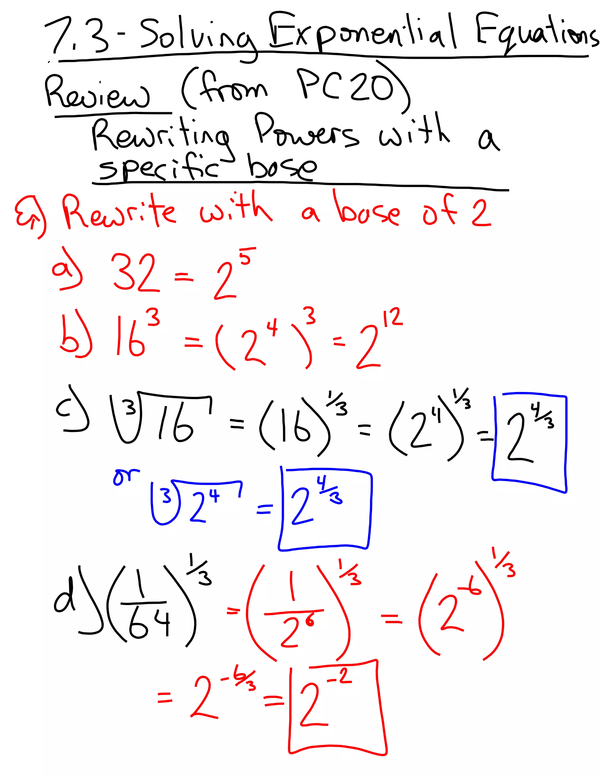 Pc 30 7.3 solving exponential equations | PDF