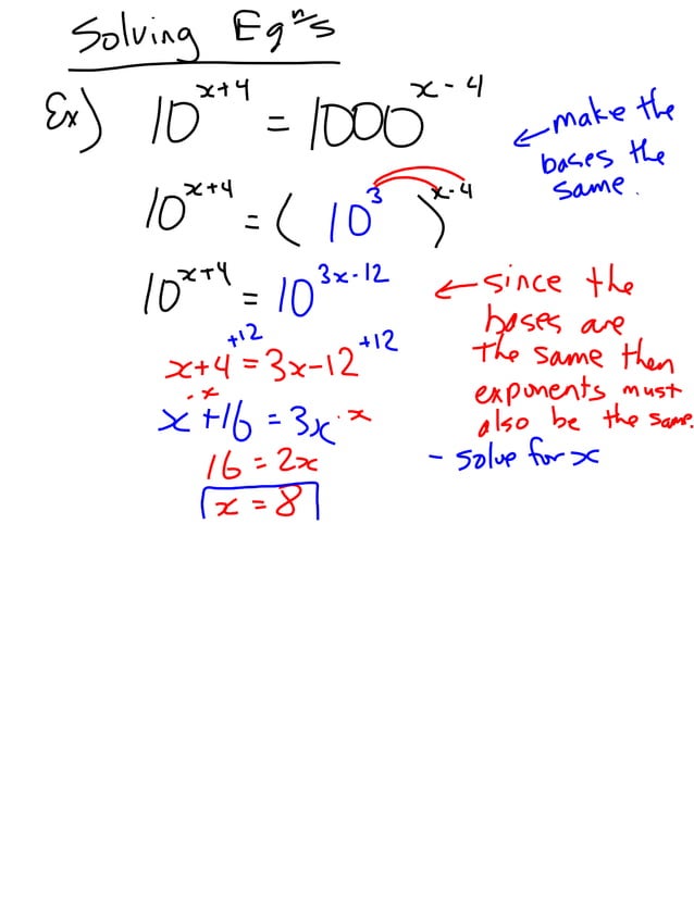 Pc 30 7.3 solving exponential equations | PPTX | Physics | Science