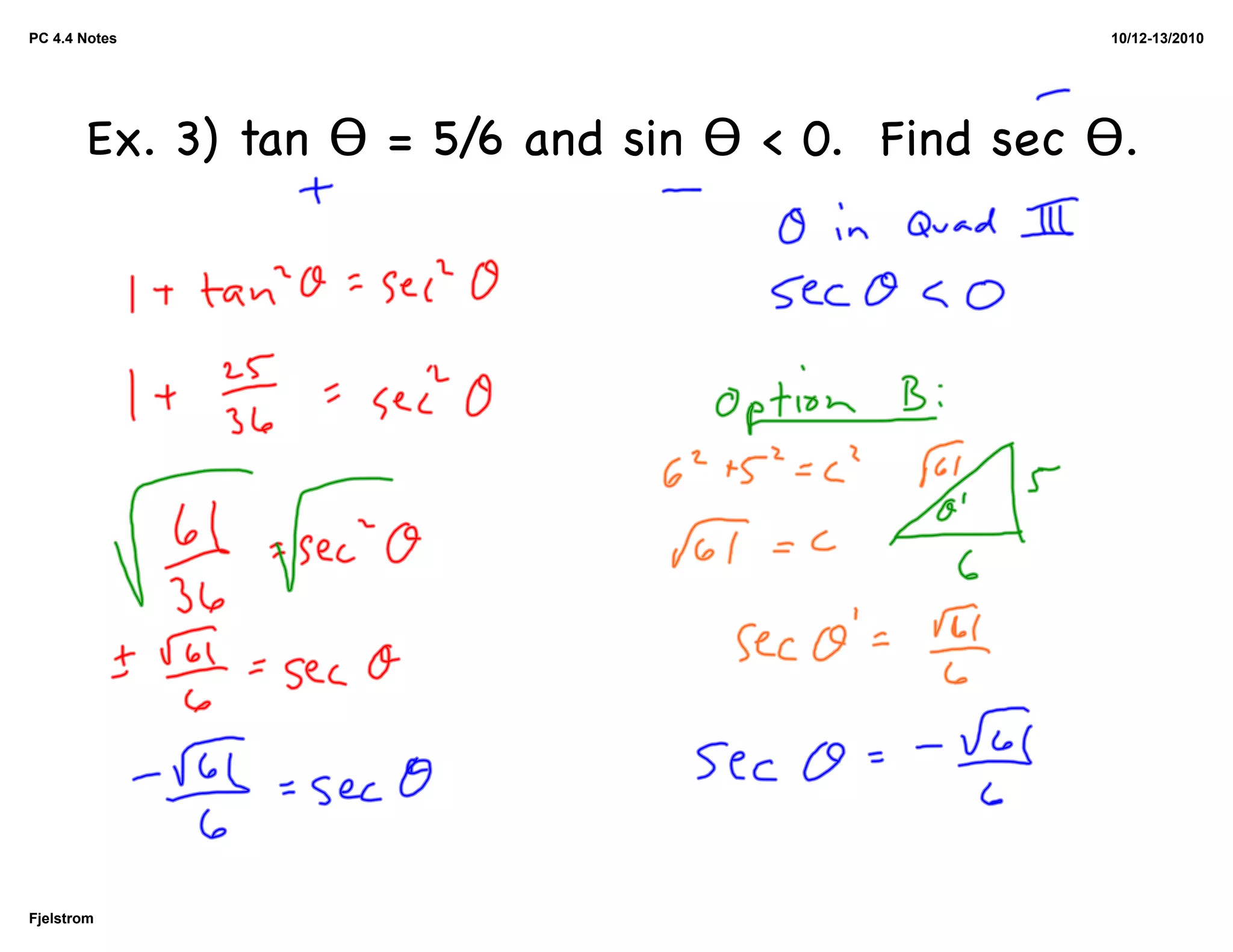 Pc 4.4 notes Trig of any angle | PPT