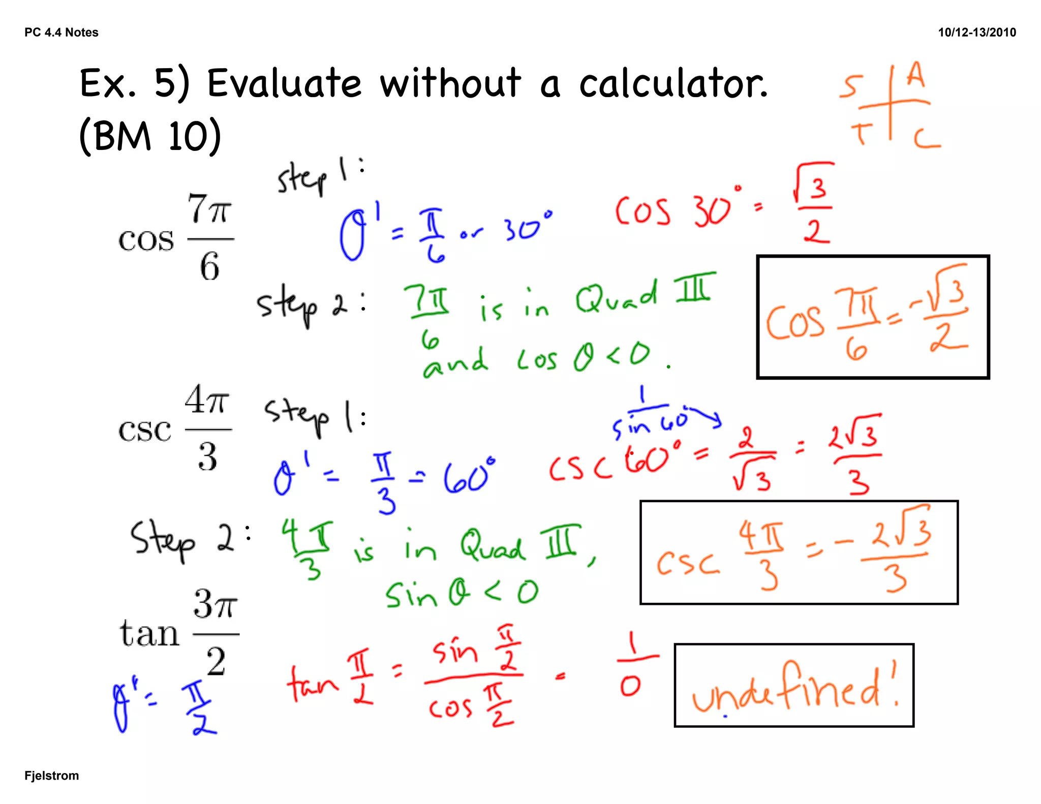 Pc 4.4 notes Trig of any angle | PPT