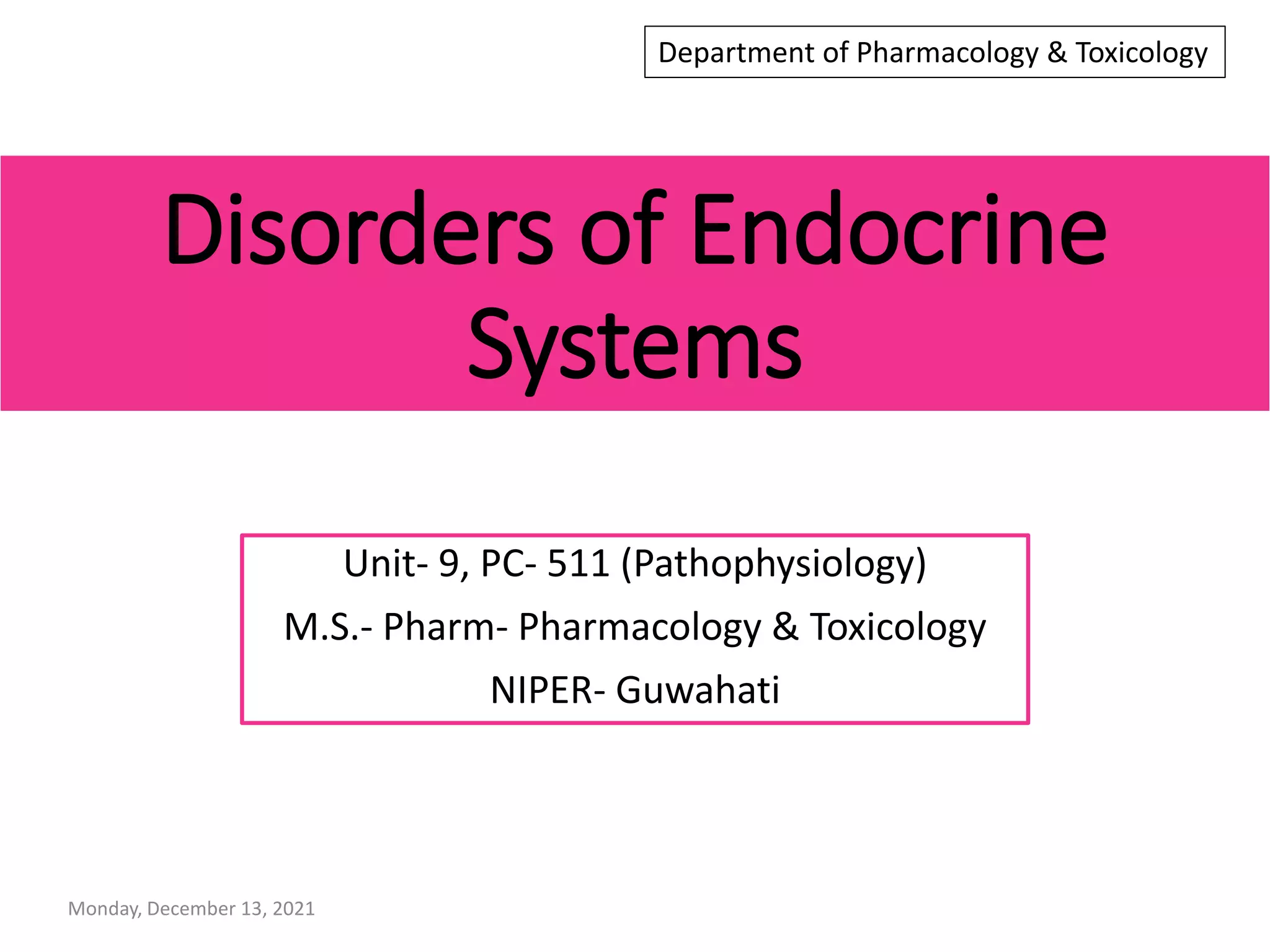 Endocrine System Diseases Ppt