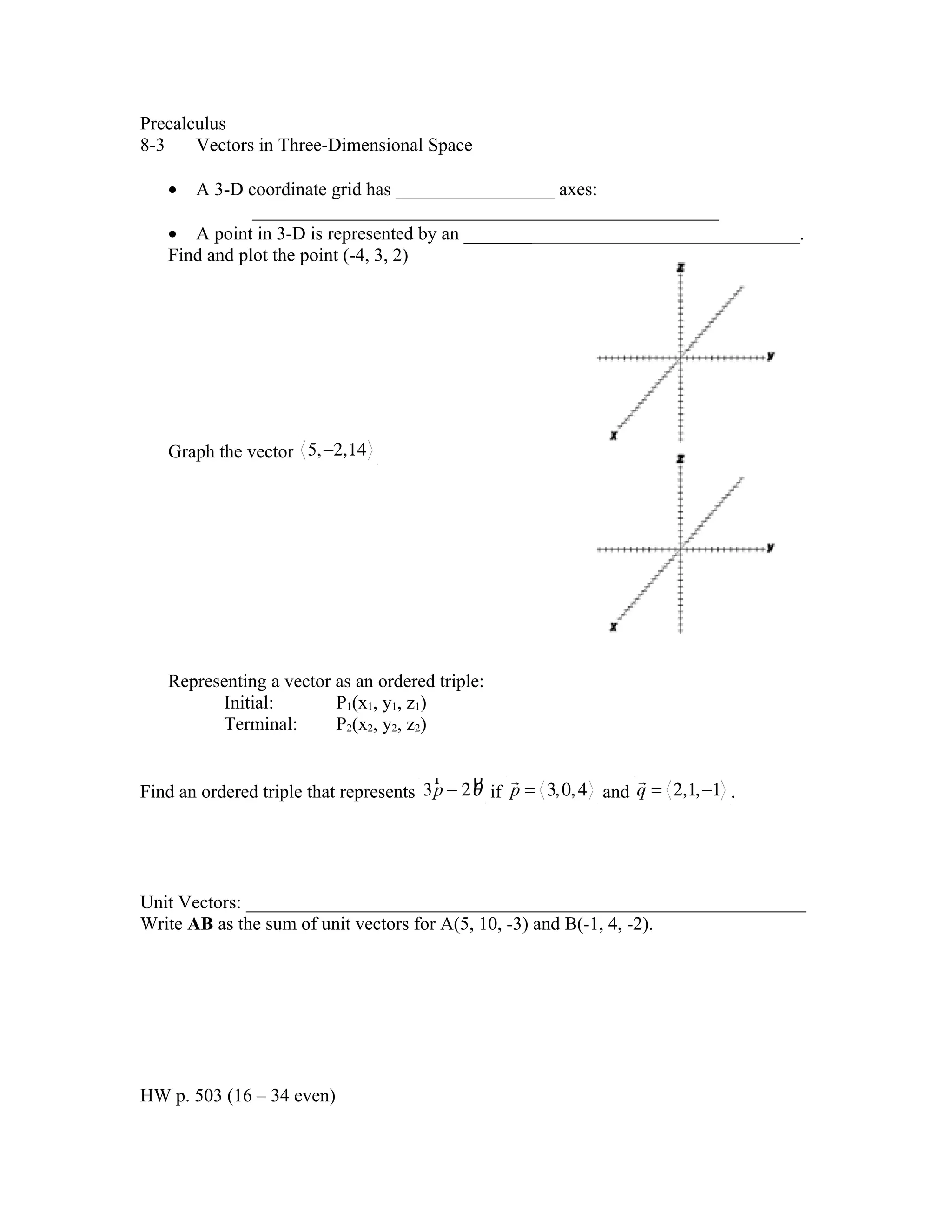 Pc8-3 3D Vectors Notes | PDF