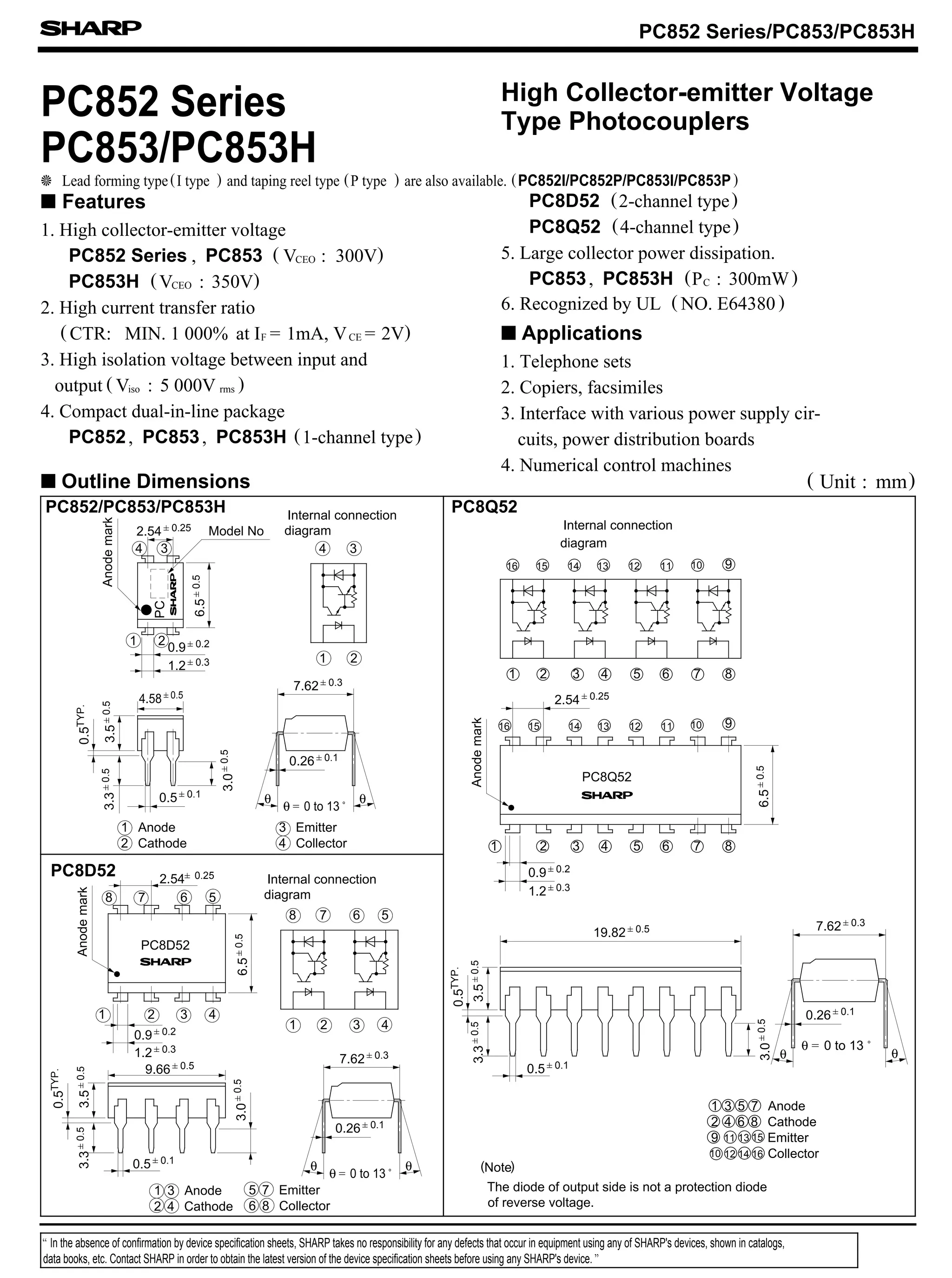 Original Opto PC853H P853 853H 853 DIP-4 New SHARP | PDF