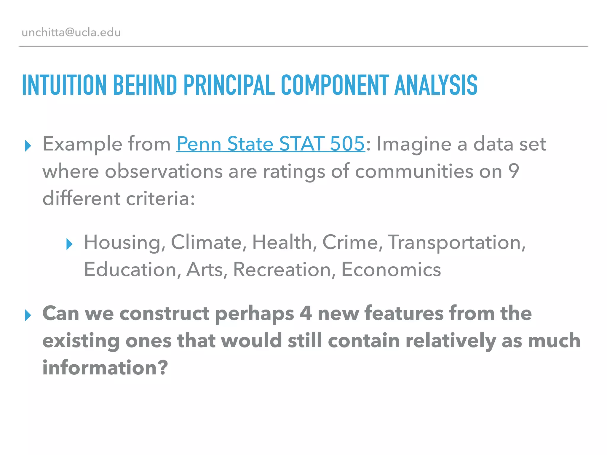 Mathematical Introduction to Principal Components Analysis | PPT