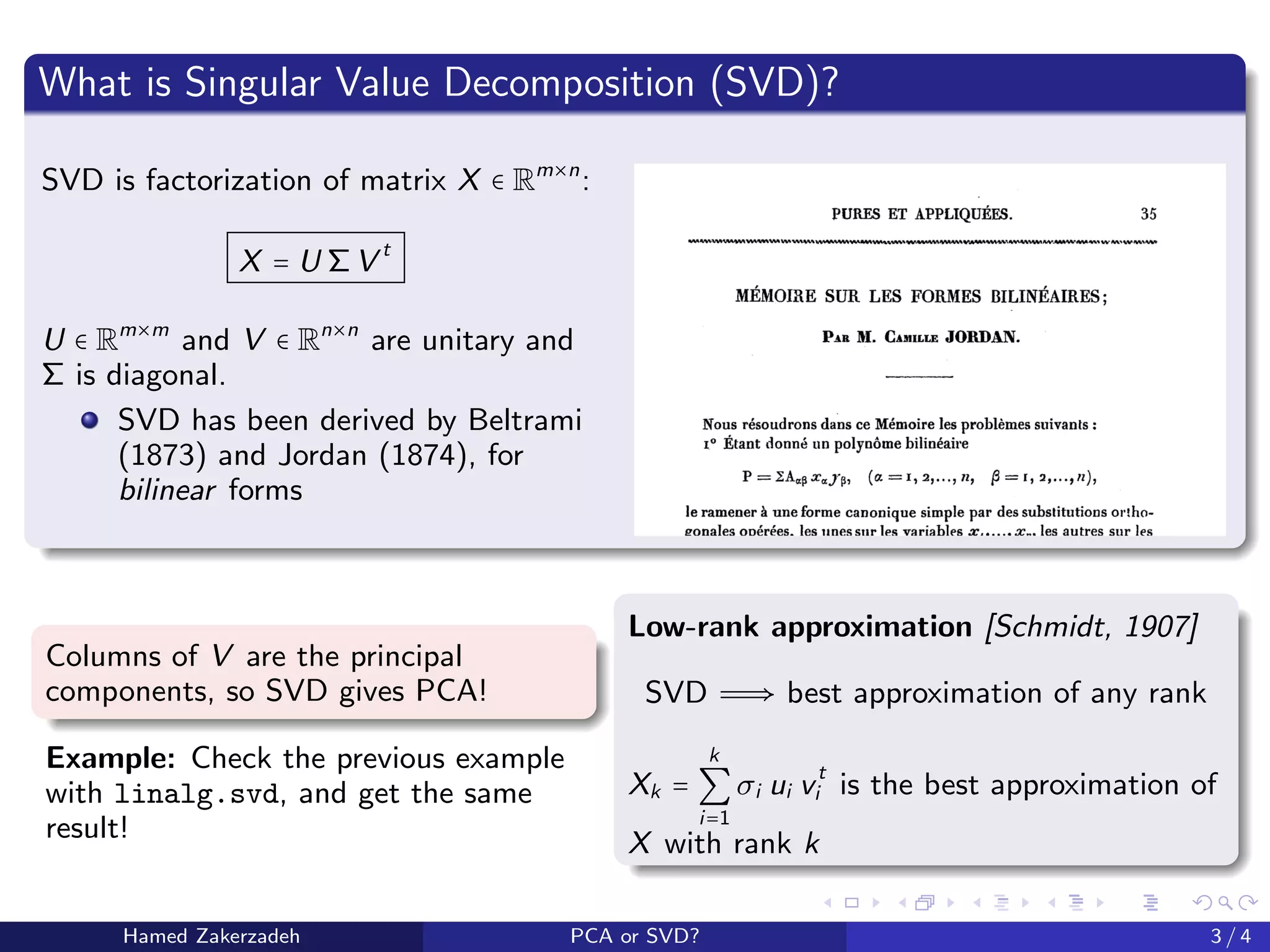 Is “Principal Component Analysis” different from SVD? | PPT