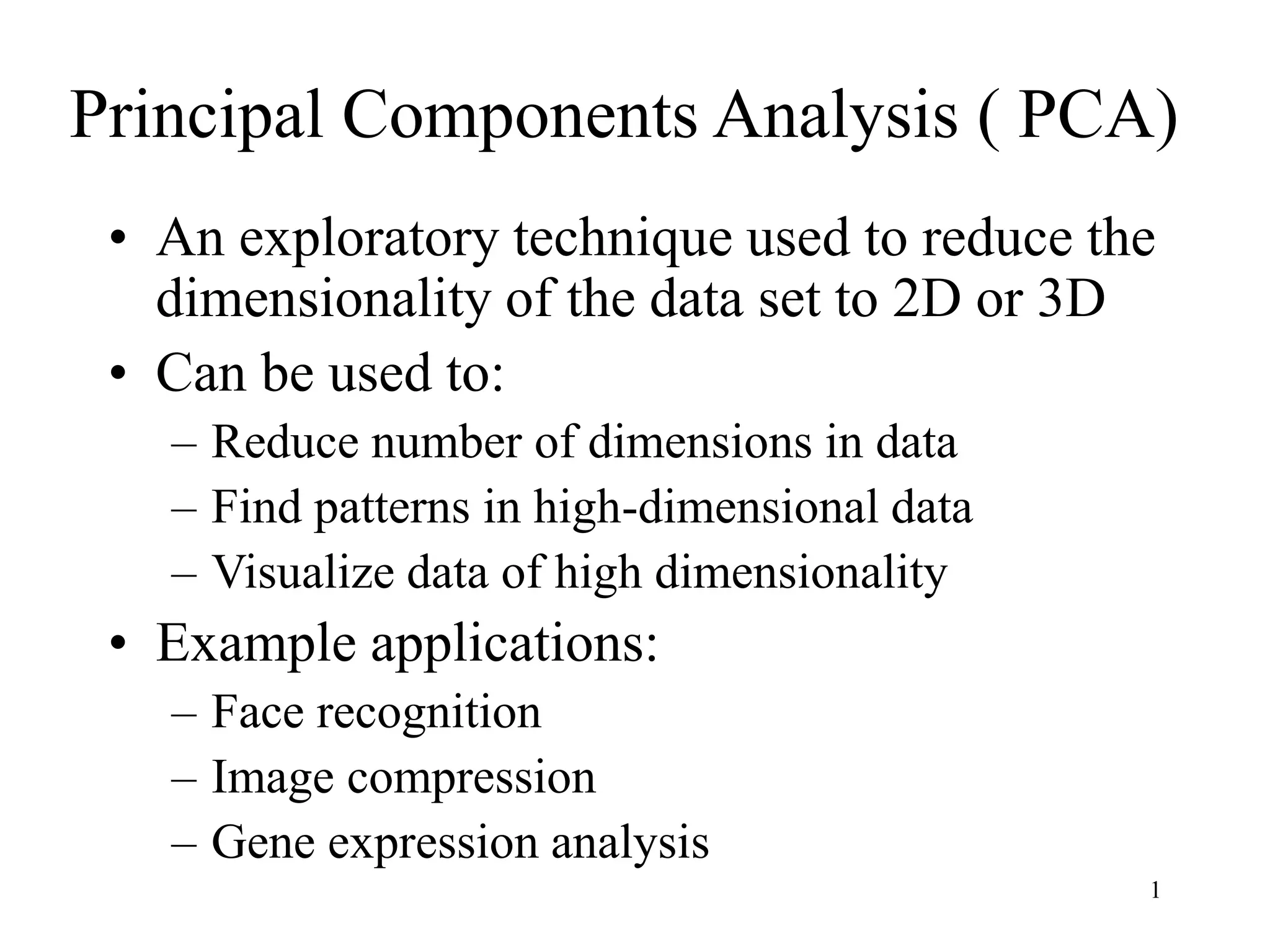 The Following Ppt Is About Principal Component Analysis Ppt