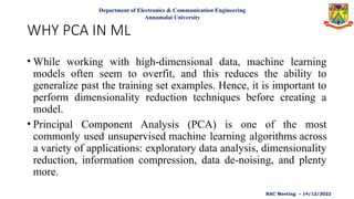 Principal component analysis in machine L | PPTX