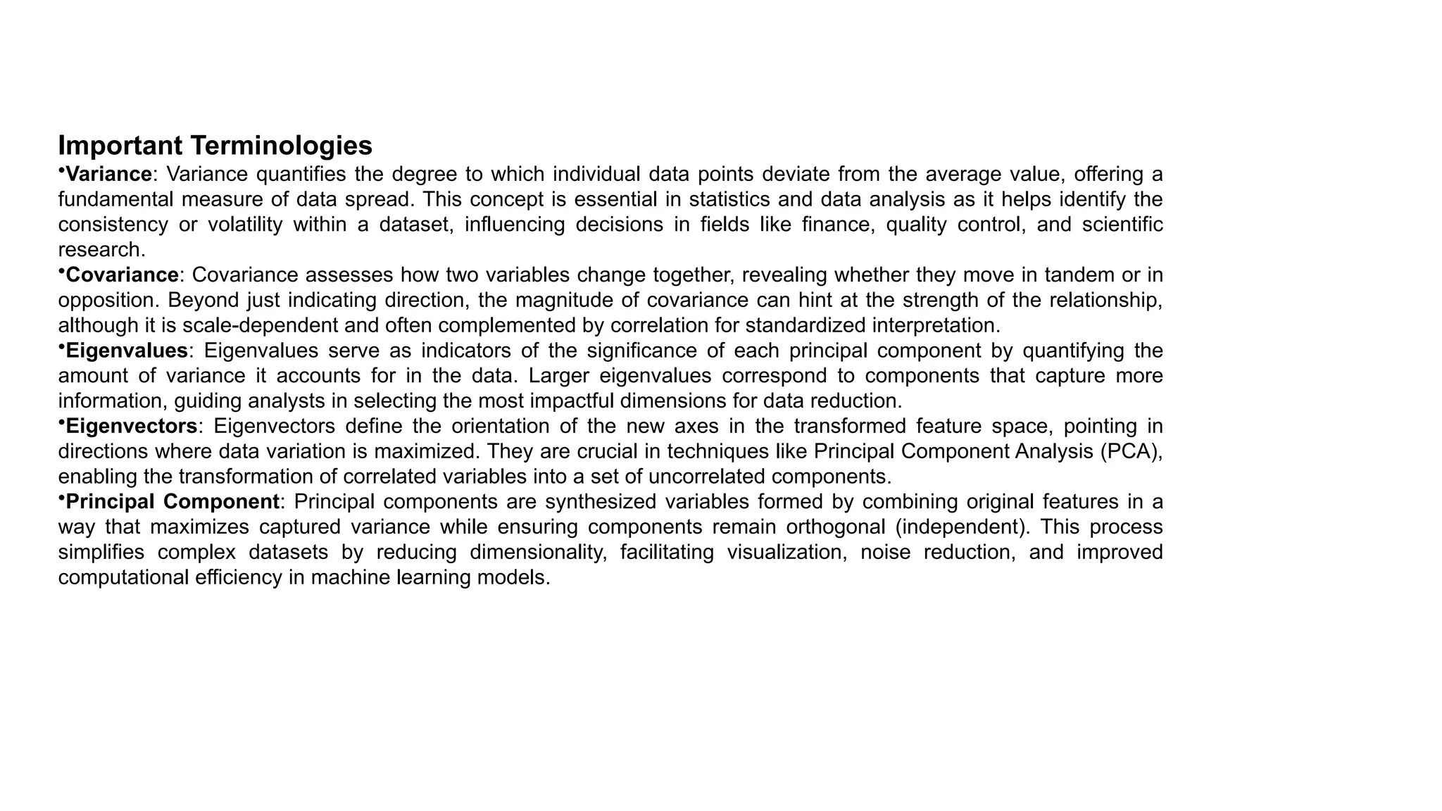 principle component analysis role in machine learning | PPTX