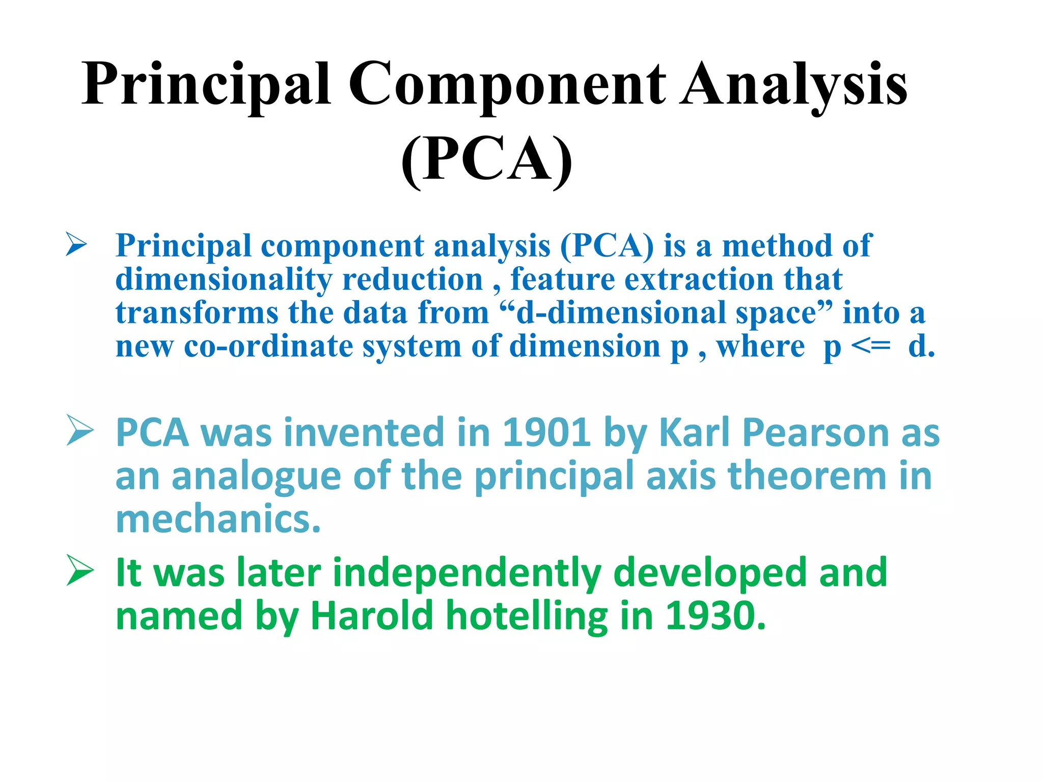 Principal Component Analysis (PCA) and LDA PPT Slides | PPTX