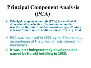 Principal Component Analysis (PCA) and LDA PPT Slides | PPTX