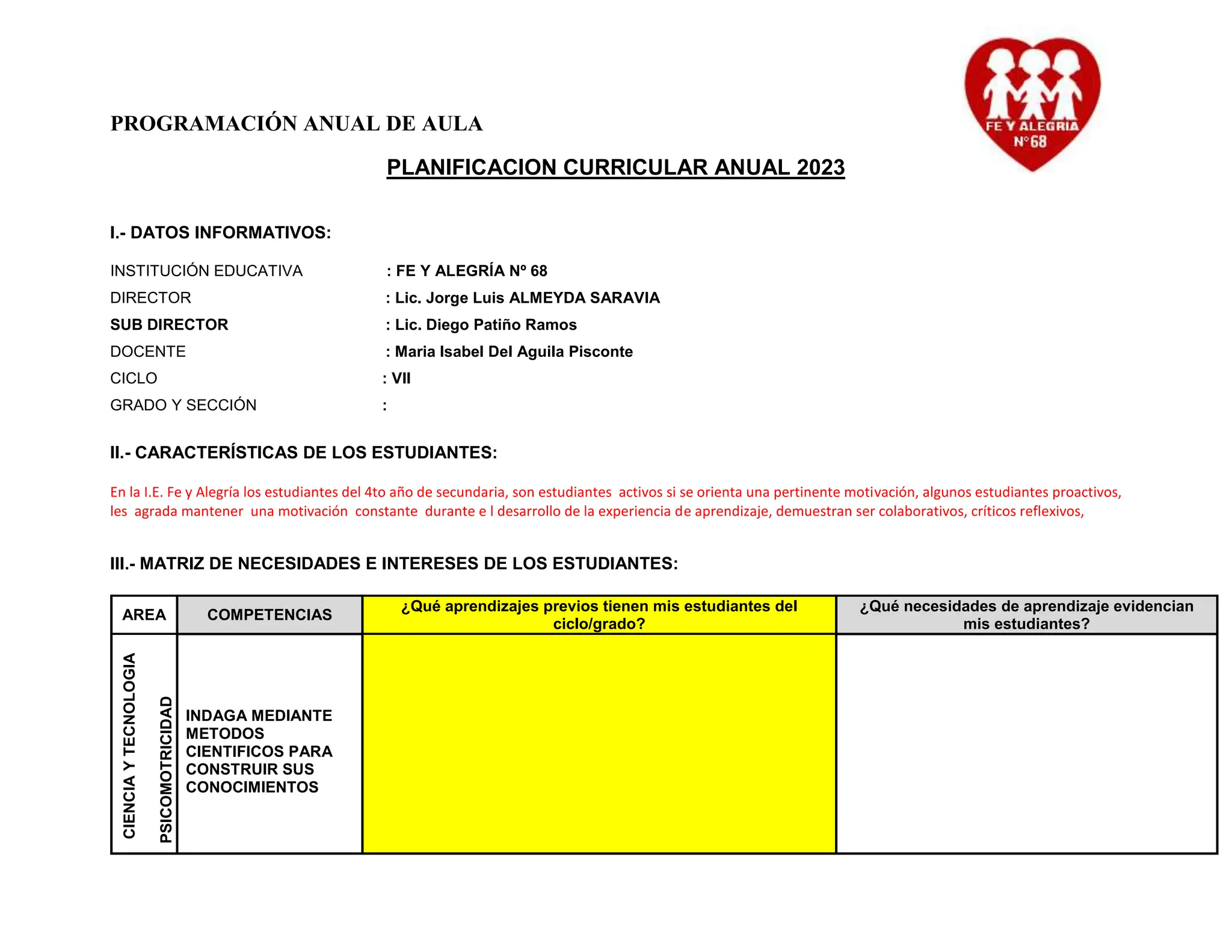 PCA 2023 PROGRAMACION DE PLAN ANUAL EN EDUCACION | PPT