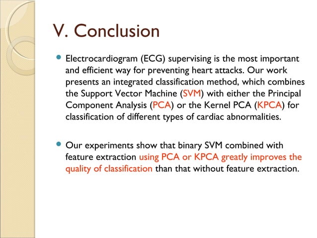 Pca and kpca of ecg signal | PPT | Heart and Cardiovascular Diseases | Diseases and Conditions