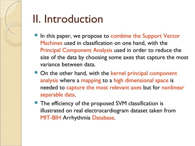 Pca and kpca of ecg signal | PPT | Heart and Cardiovascular Diseases ...