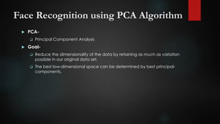 PCA Based Face Recognition System | PPTX