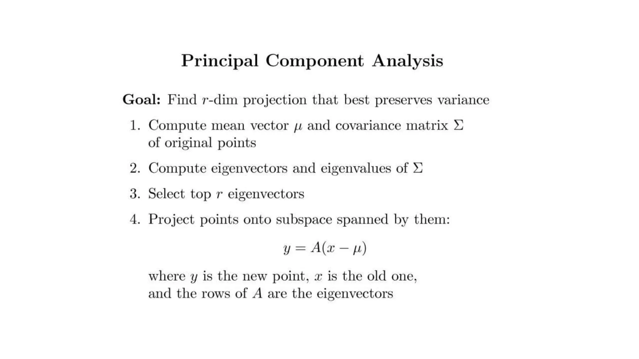 principle component analysis pca - machine learning - unsupervised learning | PPT