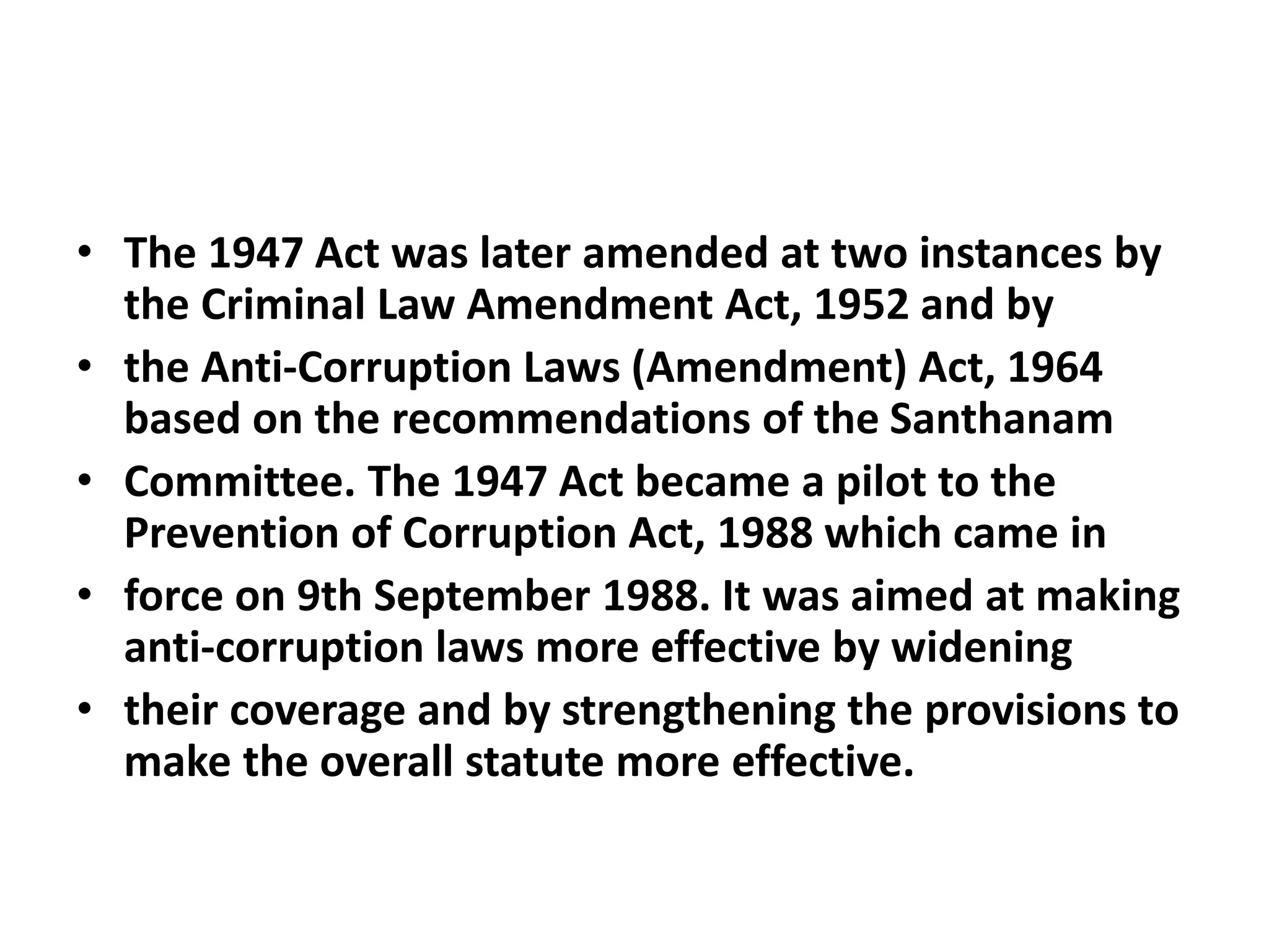 Prevention of corruption act 1947-2018. | PPTX