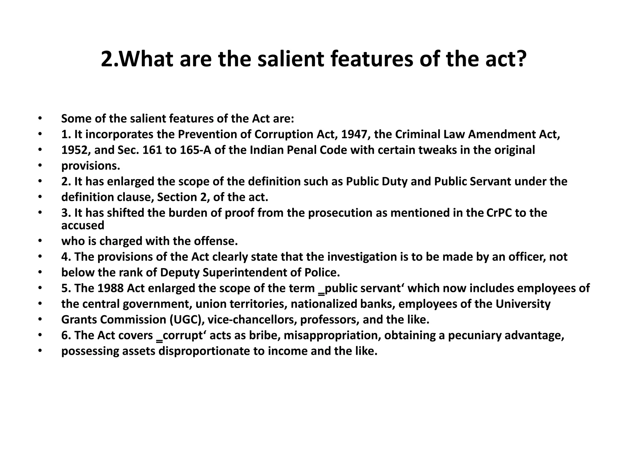 Prevention of corruption act 1947-2018. | PPTX