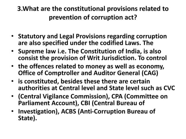 Prevention of corruption act 1947-2018. | PPTX | Law