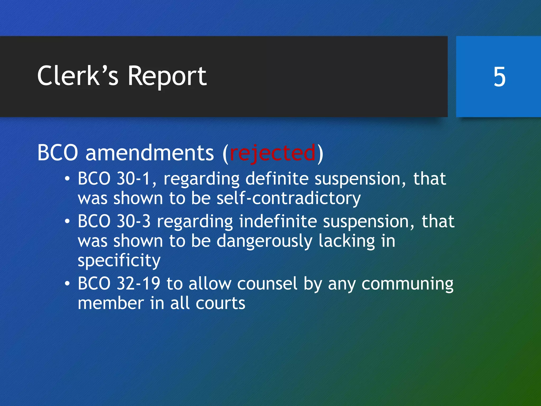 PCA General Assembly Report 2019 | PPT