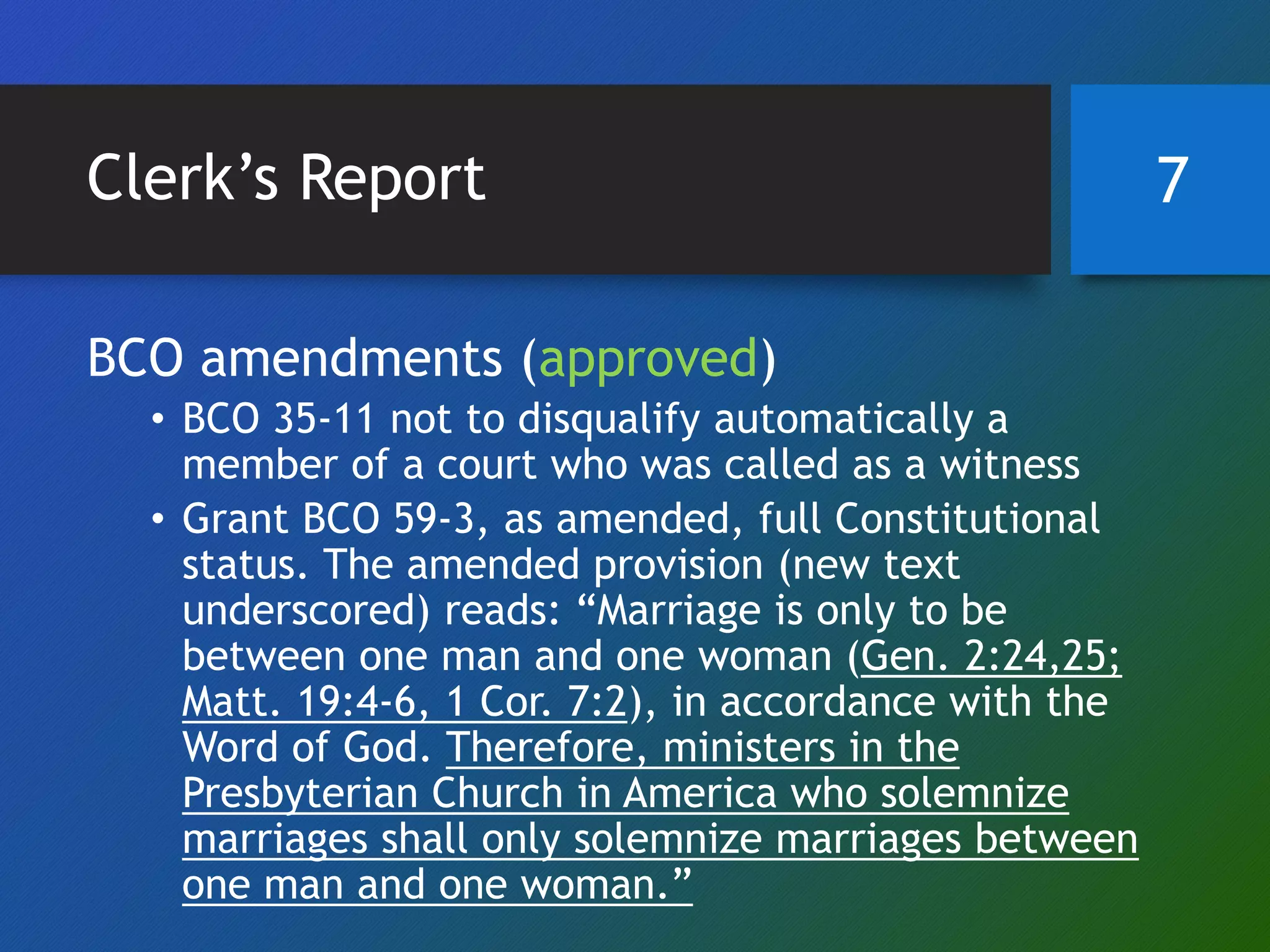 PCA General Assembly Report 2019 | PPT