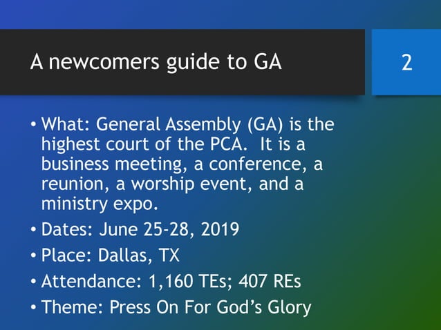 PCA General Assembly Report 2019 | PPT