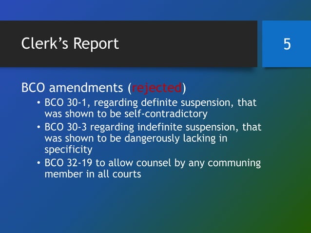 PCA General Assembly Report 2019 | PPT