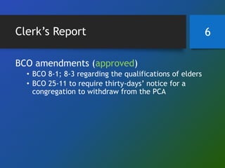 PCA General Assembly Report 2019 | PPT