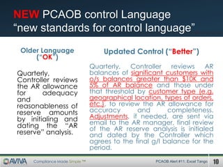 PCAOB Audit Alert #11: New Internal Control Testing Standards & Excel ...