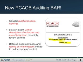PCAOB Audit Alert #11: New Internal Control Testing Standards & Excel ...