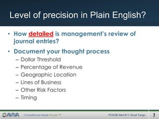 PCAOB Audit Alert #11: New Internal Control Testing Standards & Excel ...