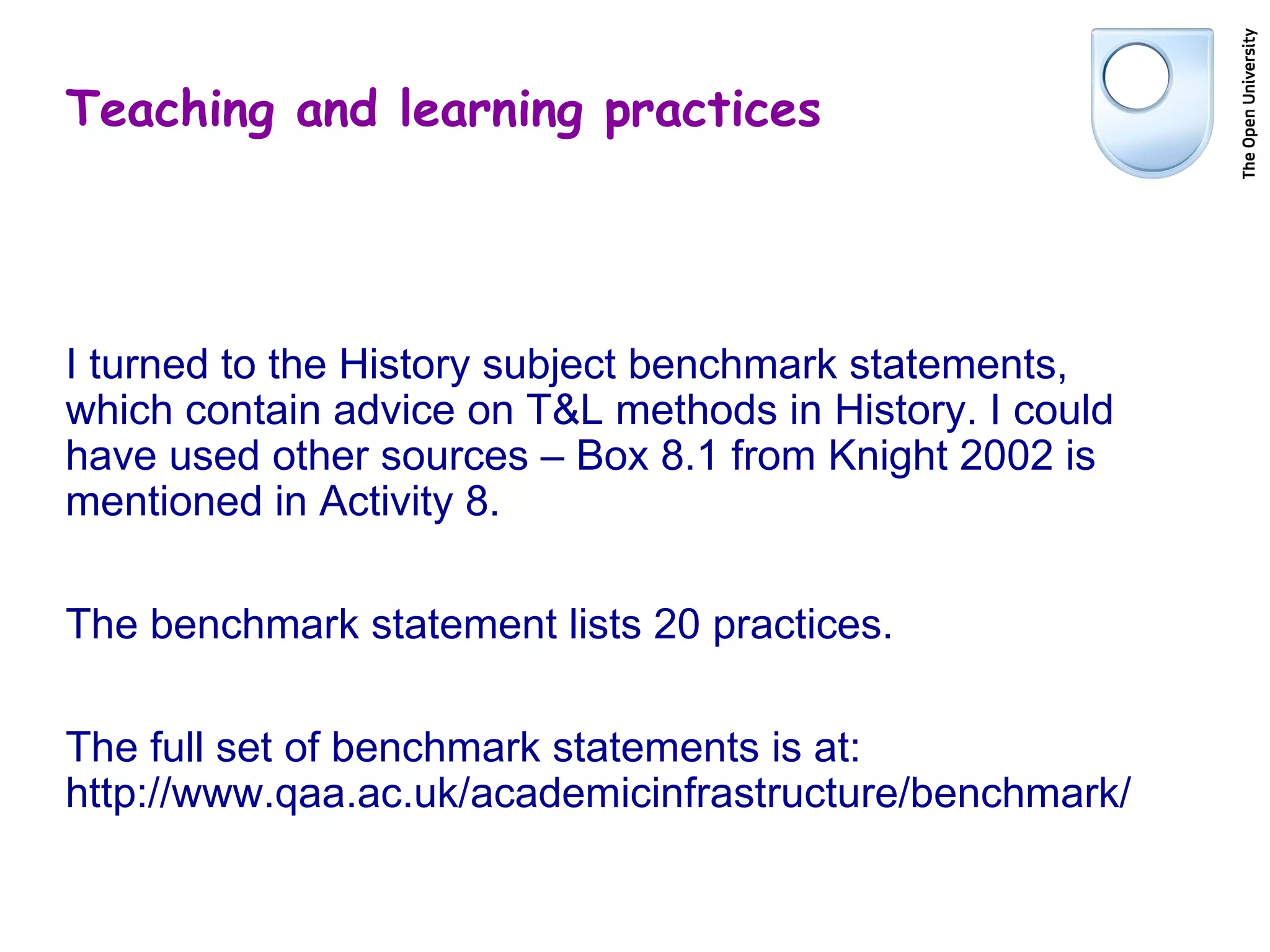 PCAP, Activity 8. A worked example for History | PPT