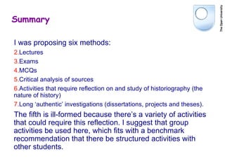 PCAP, Activity 8. A worked example for History | PPT