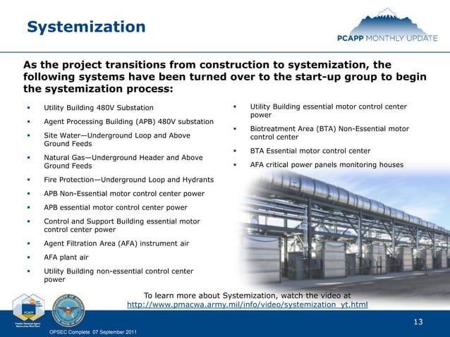 PCAPP Monthly Status Briefing - September 2011 | PPT