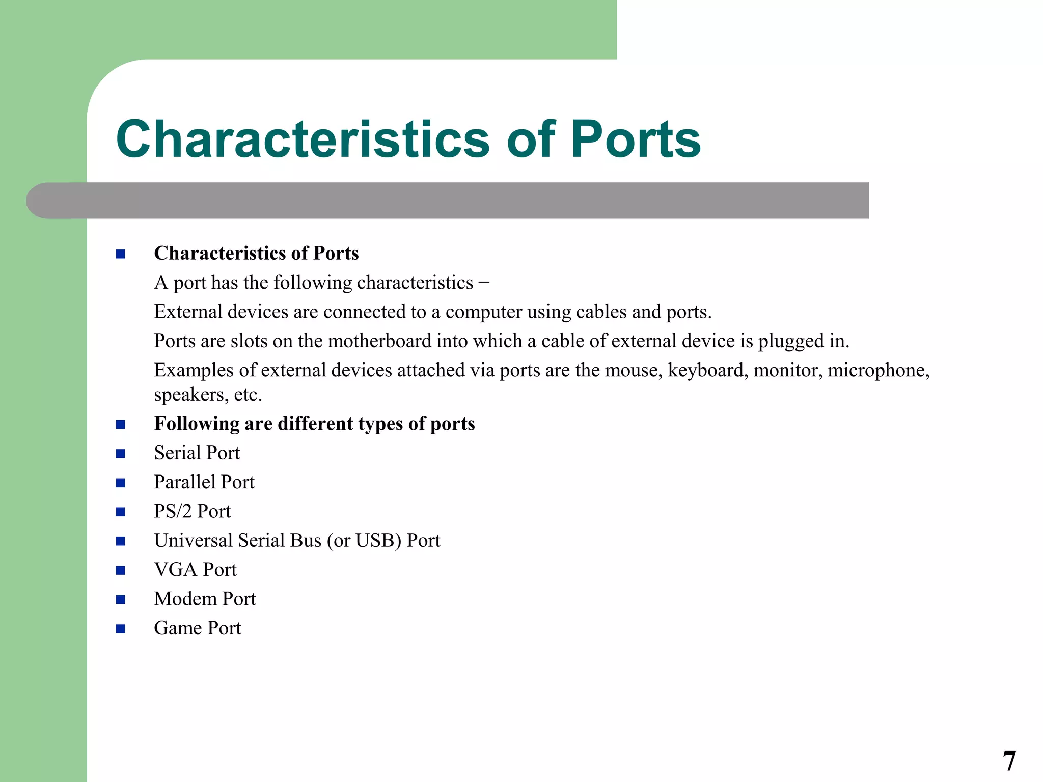 Ports and Connectors | PPT | Computer Peripherals | Computing