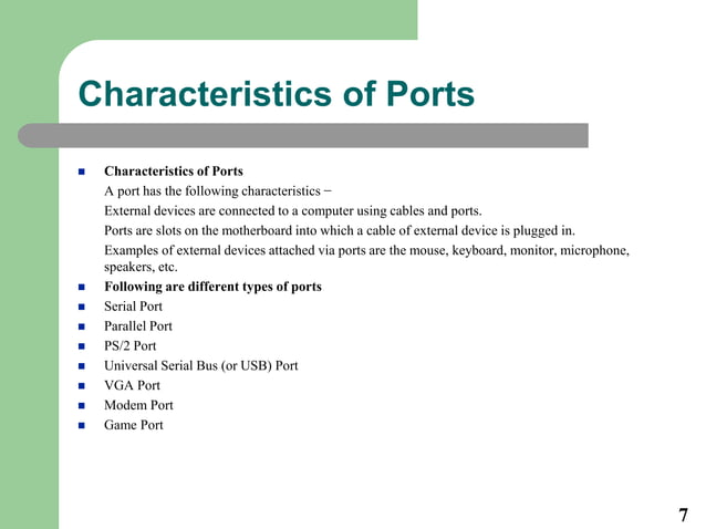 Ports and Connectors | PPT | Computer Peripherals | Computing