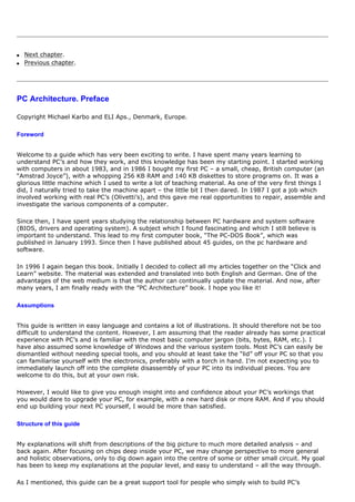 Pc architecture michael karbo | PDF