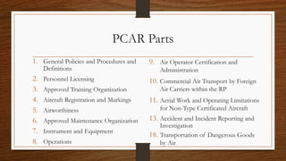 PCAR Part 1 - Air Laws Review for AELE Presentation | PDF | Air Travel ...