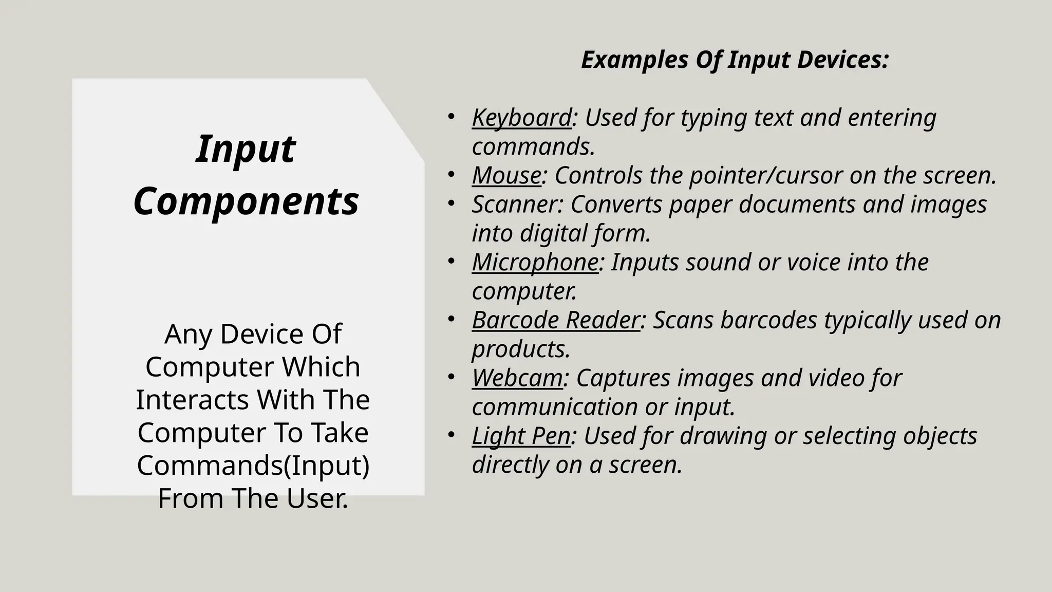 Components of The Computer , Contains 7 components | PPTX