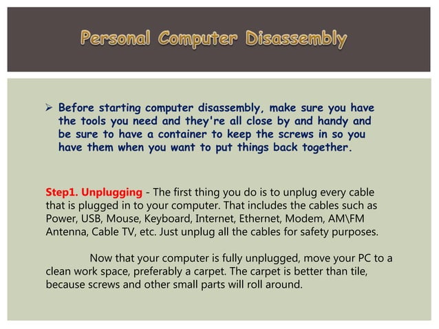 PC Assembly and Disassembly.pptx | PC Games | Video Gaming