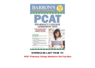 PCAT: Pharmacy College Admission Test Top Rate