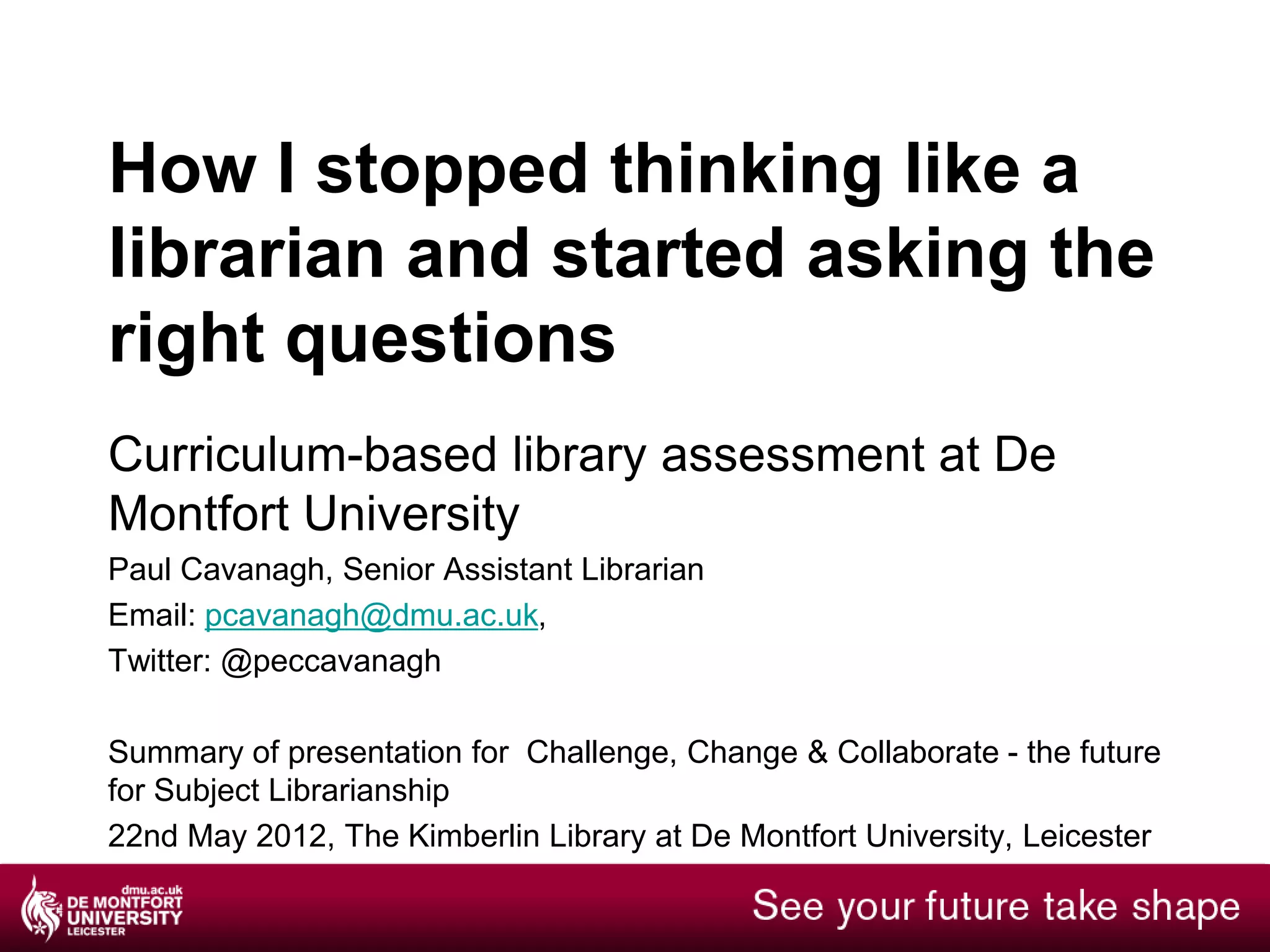 Curriculum based student assessment in libraries | PDF | Educational ...