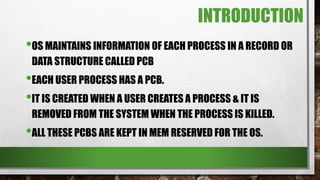 Pcb | PPTX | Operating Systems | Computer Software and Applications